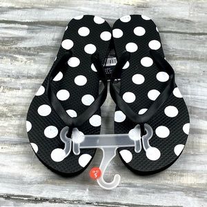 west loop | Shoes | Nwt West Loop Polka Dot Flip Flops Black White ...